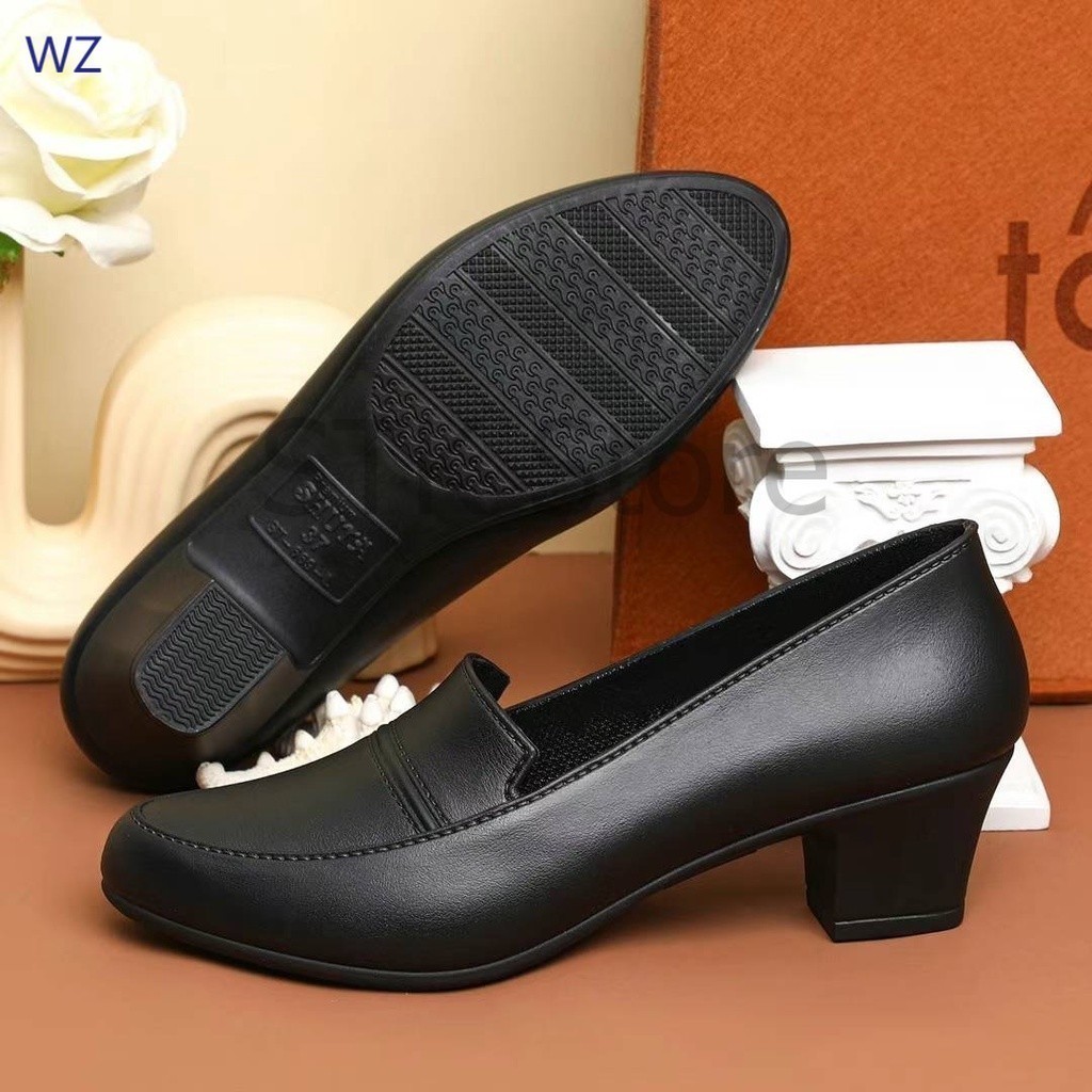 SHUTA Premium Black Shoes Korean Women Short High Heels Shoes Work ...