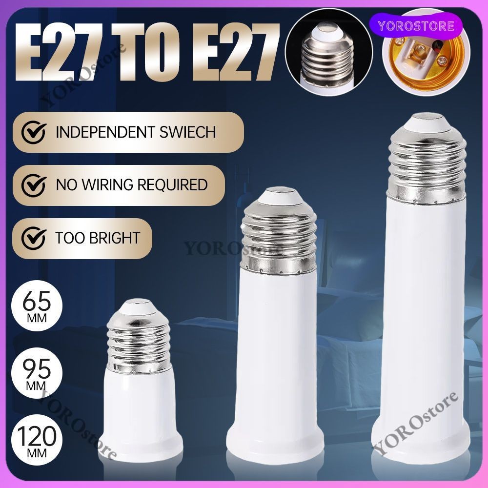 65mm 95mm 120mm E27 to E27 Light Bulb Adapter Extender Socket ...