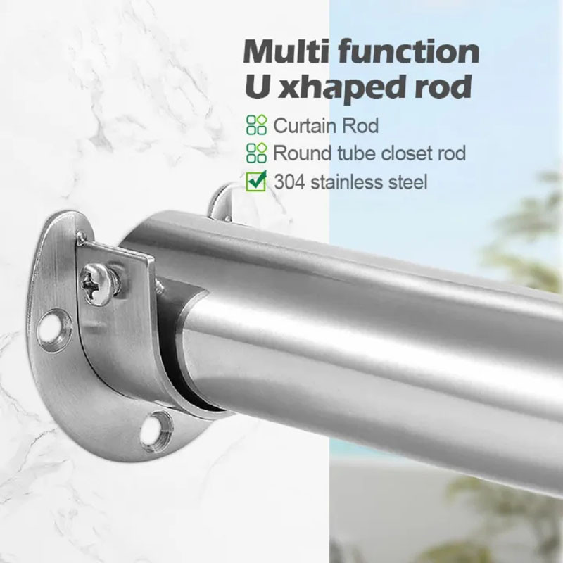 Official Clothes Rail Closet Rail Curtain Rod Round Tube Closet U ...