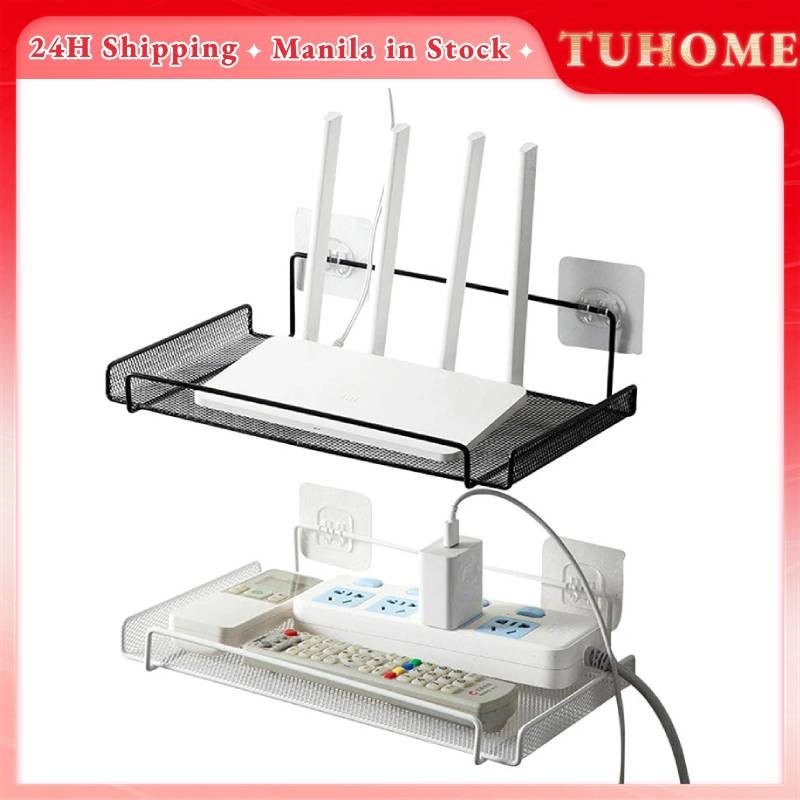 Metal Wall set top box rack Punch-Free Wall Mounted WiFi Router Shelf ...