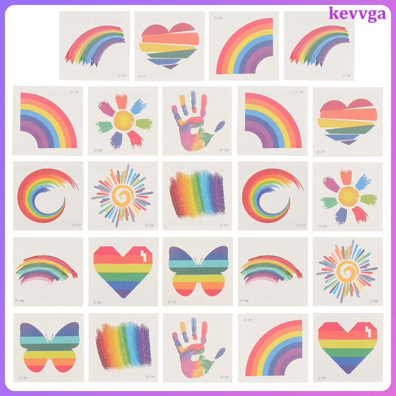 24pcs Gay Pride Tattoos LGBT Rainbow Temporary Tattoos Parades Face ...