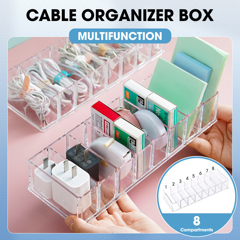 Acrylic Data Cable Storage Box Desktop Storage Organizer Cable ...