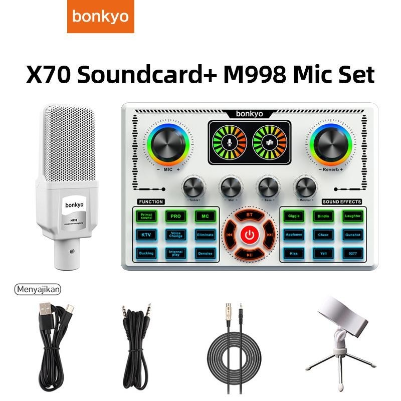 Bonkyo X70 Soundcard Audio Usb External Mixer Bluetooth Mic For Phone ...
