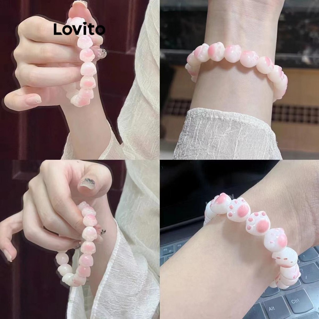 Lovito Women Casual Cartoon Pipal Tree Seed A Cat'S Paws Bracelet ...