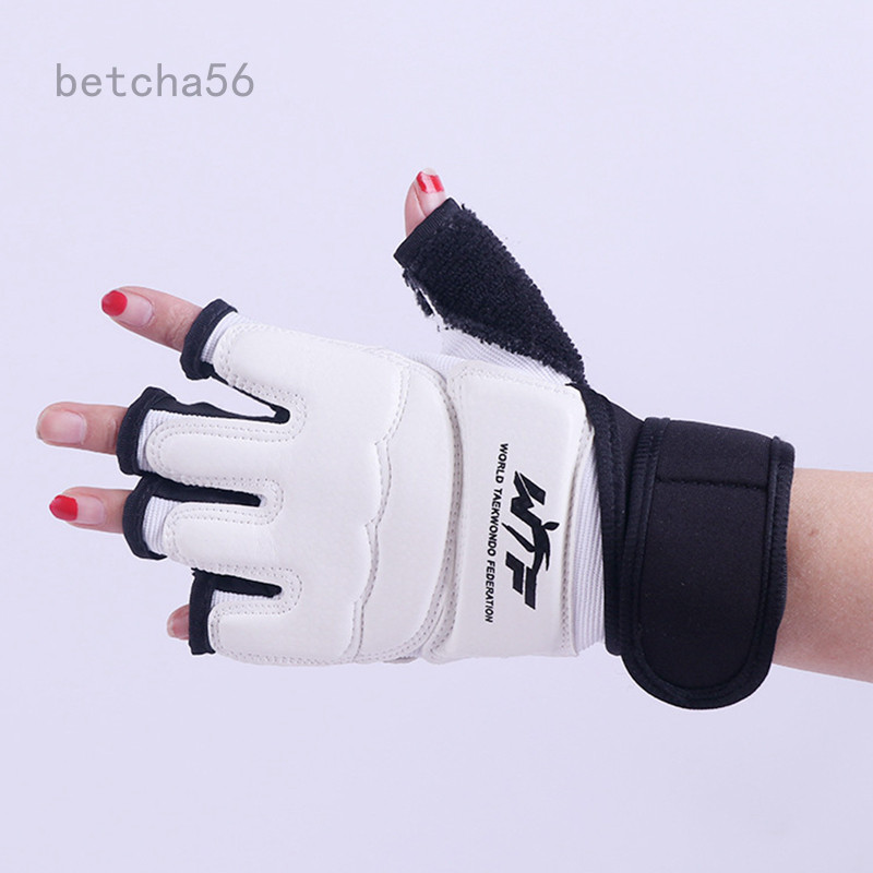 Taekwondo Karate Half-Finger Gloves & Sparring Gear Foot Protector Set ...