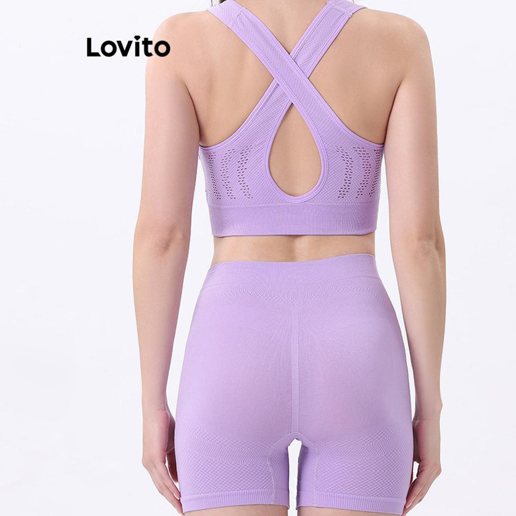 Lovito Women Sporty Plain Criss Cross Sports Set Lnl59064 Shopee