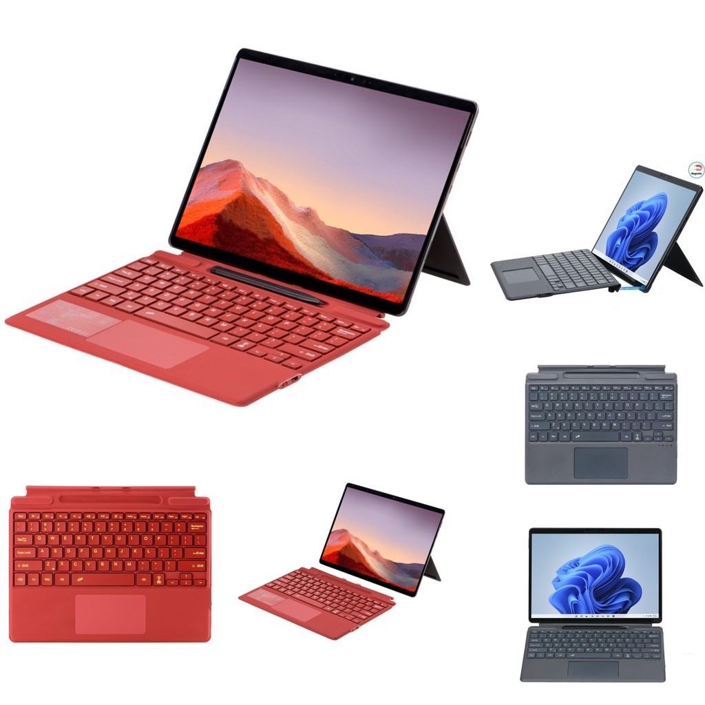 Surface Pro 8 Pro 9 Pro X Touchpad & Backlit Lightweight Slim Bluetooth Rechargeable Keyboard ...