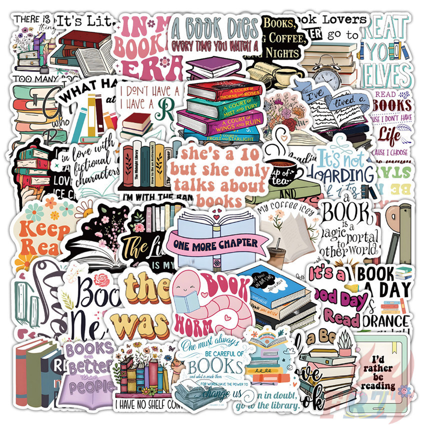 50Pcs/Set Reading Books Slang Art Stickers DIY Fashion Decals Doodle ...
