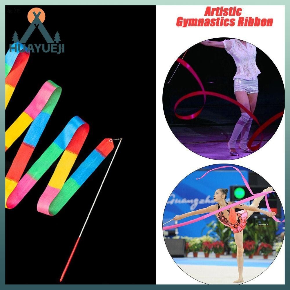 HUAYUEJI Colorful Gym Ribbons 10 Colors Ballet Streamer Twirling Rod ...