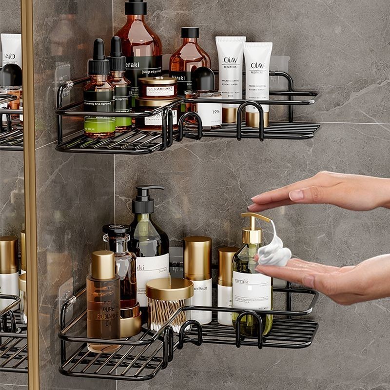 Jibaiju Gun Gray Wall-Mounted Triangle Storage Rack Perforation-Free ...