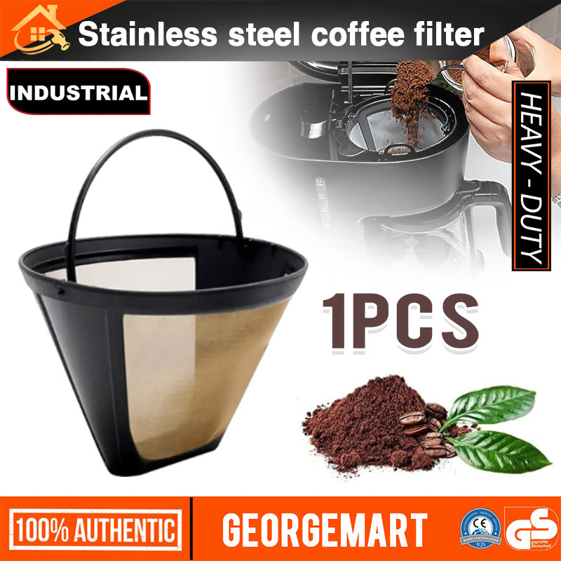 Cone Shape Coffee Filter Washable Stainless Steel Reusable Cafe Coffee ...