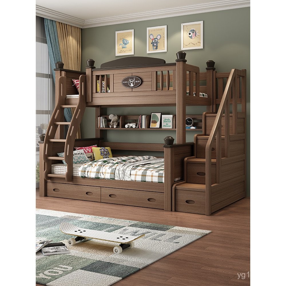 All Solid Wood Liriodendron Tulipifera Double Layer Bed Detachable ...