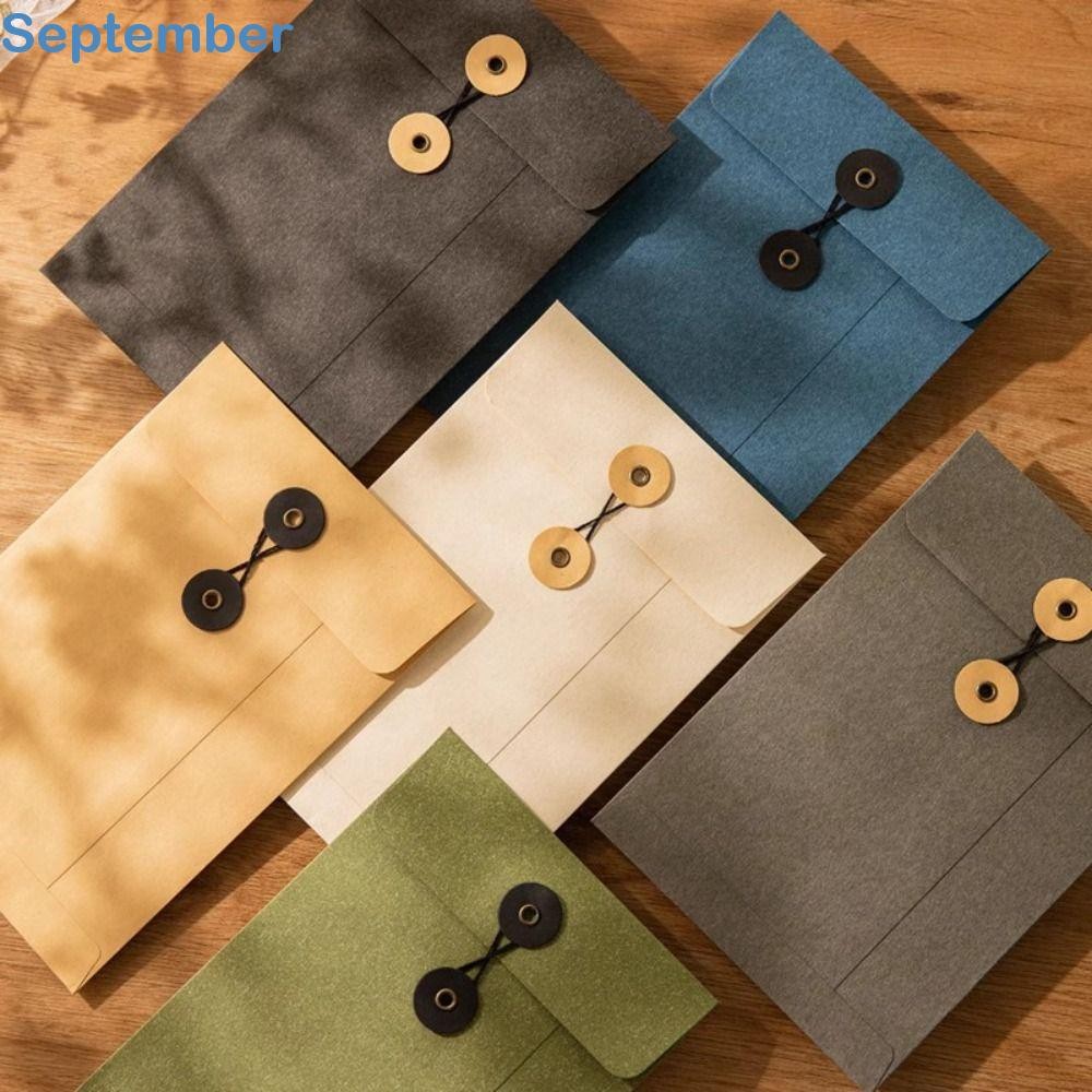 SEPTEMBERHL Kraft Paper Envelopes, A4/A5 with String Tie Closure Clasp ...