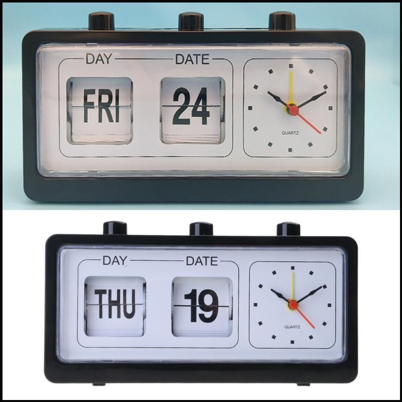UKI Retro Styles Mechanical Alarm Clock with Manual Flipped Calendar ...
