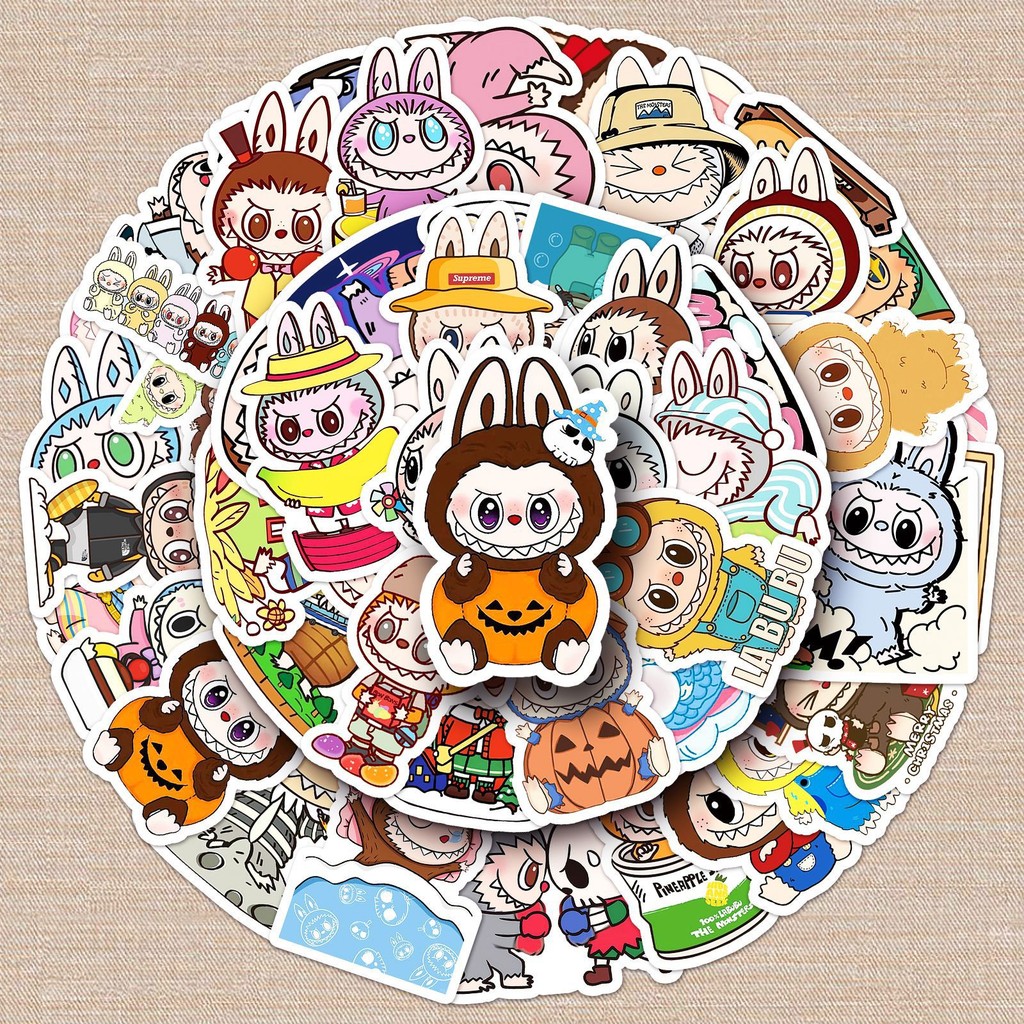 50PCS Labubu Sticker Cute Anime Cartoon Graffiti Decoration Notebook ...