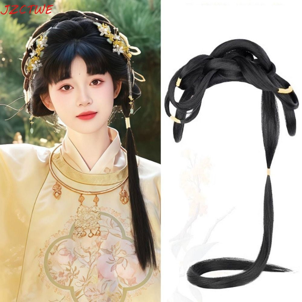 JZCTWE Hanfu Wig Headband, Vintage Lazy Wig Bag Antique Hair Bun, Dance ...