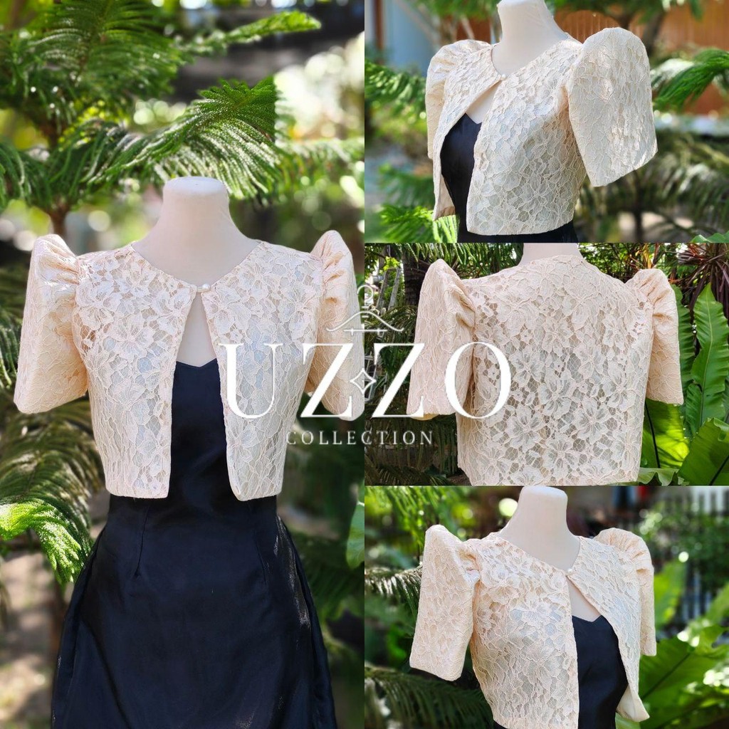 UZZO Filipiniana Lace Bolero Beige Blouse Attire women Graduation ...