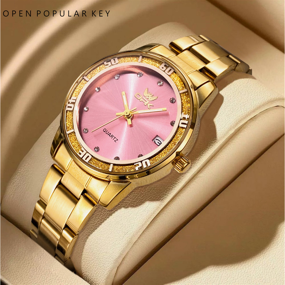 OPK Watch For Woman Waterproof Original Stainless Steel Quartz Pink ...