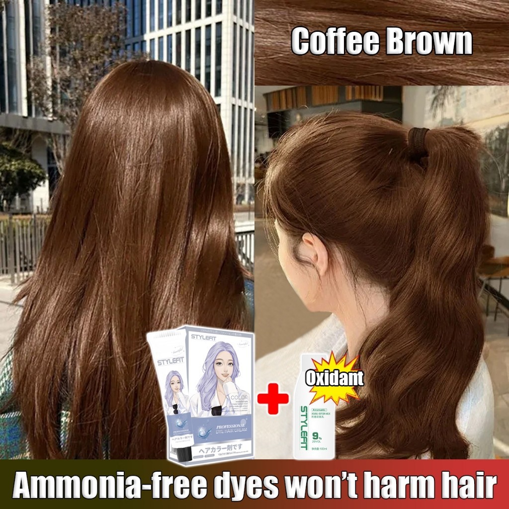 STYLEFIT WOMEN Hair Color Permanent Coffee Brown (100ml Hair Dye+100ml ...