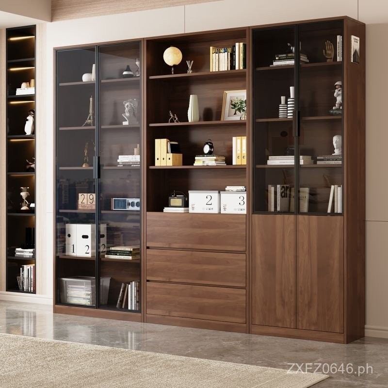 Integrated Storage Cabinet Wall-mounted Home Bookshelf Glass Door Shelf ...