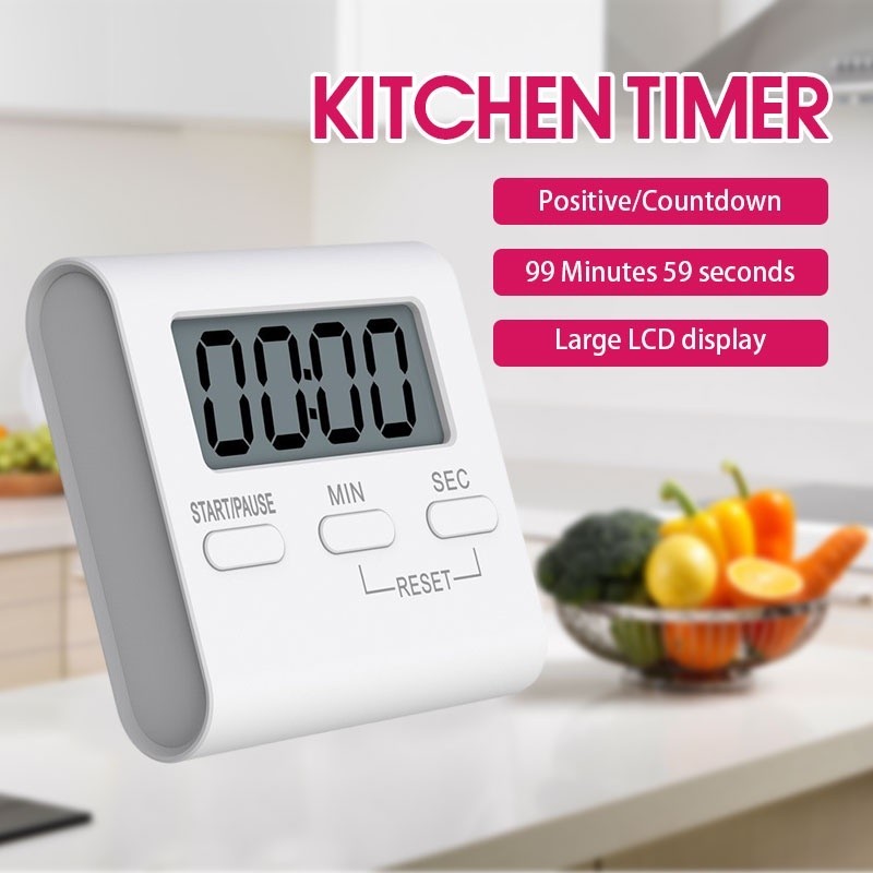 Kitchen Cooking Timer Digital LCD Study Timer Stopwatch Countdown Alarm With Alarm Retractable ...