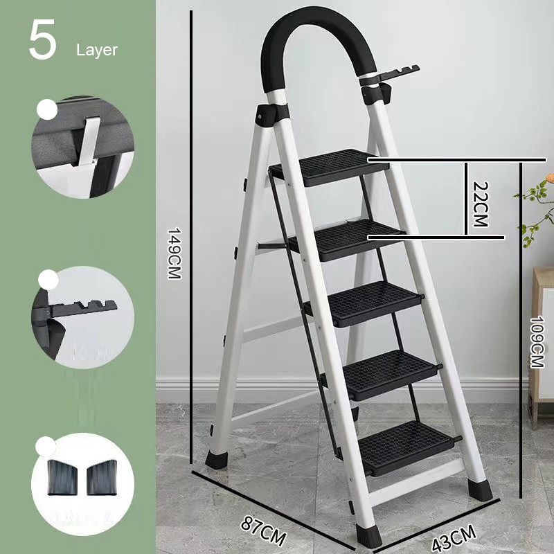 3 4 5 Steps Metal Folding Ladder Household Steel Ladder Stepping ...