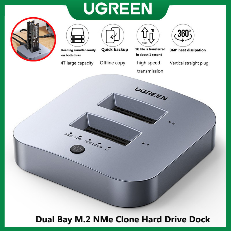 UGREEN M.2 NVMe Cloner Dual-Bay NVMe Docking Station USB C to NVMe SSD Enclosure 10GBPS M.2 ...