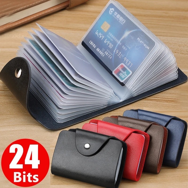 PU Leather Card Holder Business Bank Card Pocket Organizer Case- ID ...