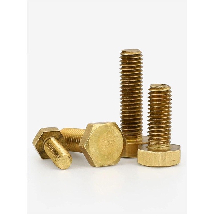M3 M4 M5 M6 Brass Full Thread External Hex Hexagon Screw Copper Full ...