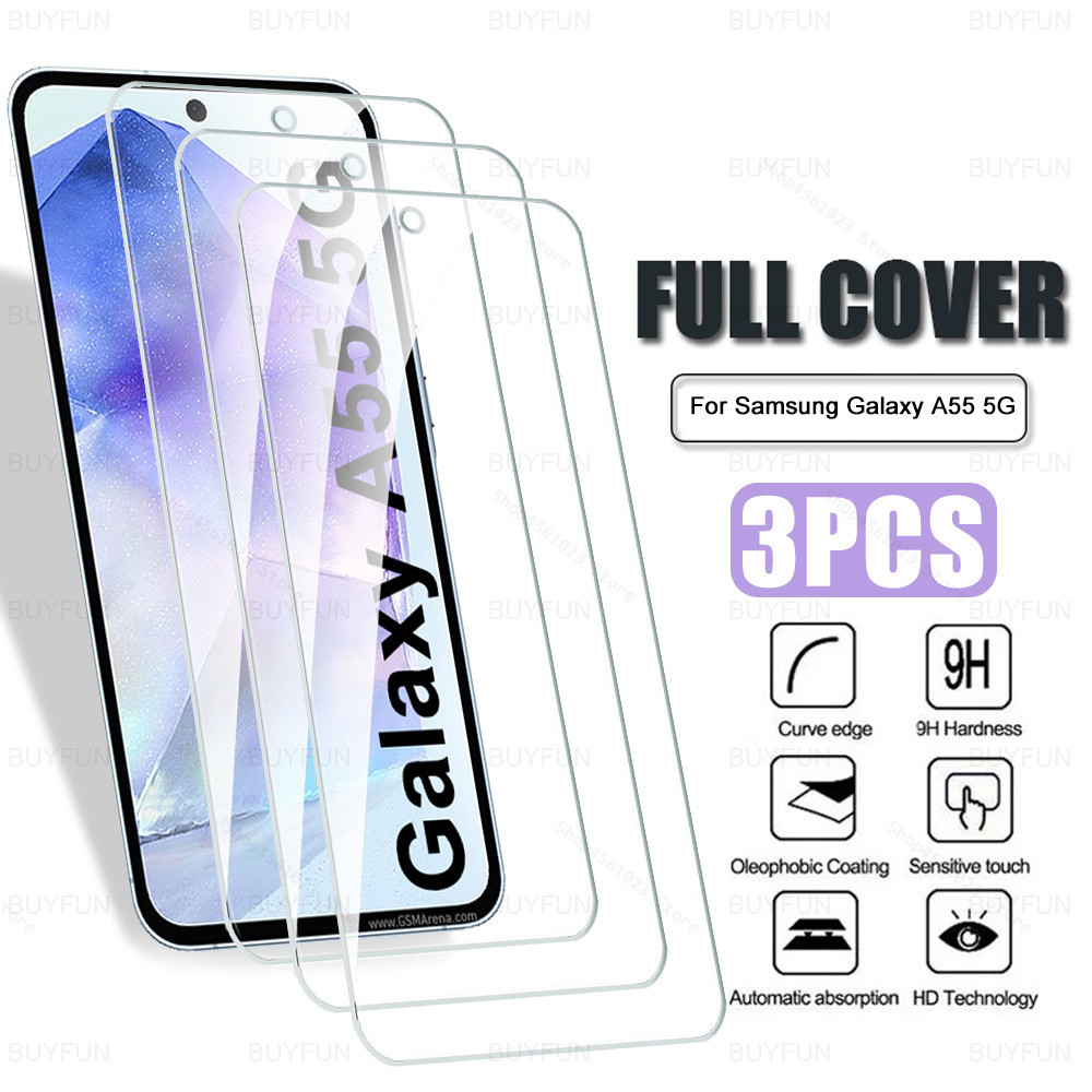 3PCS Full Cover Tempered Glass For Samsung Galaxy A55 5G A05s A05 A15 ...