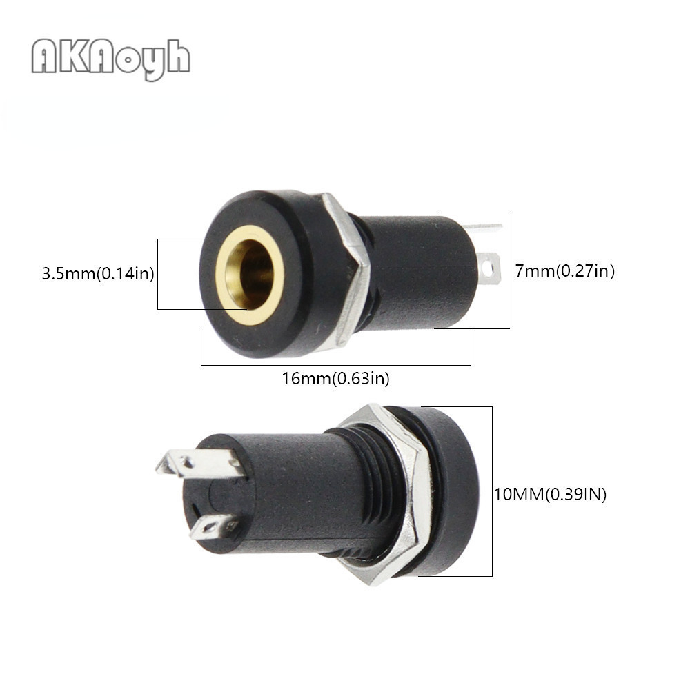 Meuctiffy 1Pcs PJ392A 3.5MM Audio Jack Socket 3 Pole Black Stereo ...