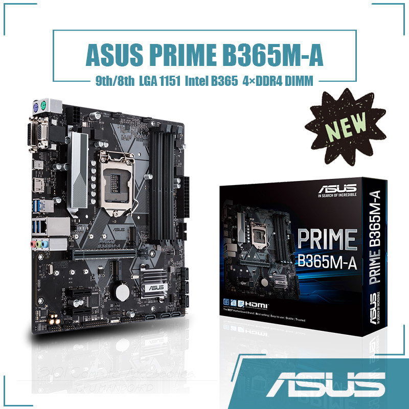 ASUS PRIME B365M-A Motherboard LGA 1151 4xDDR4 DIMM Using Intel B365 chipset Micro ATX 64GB ...