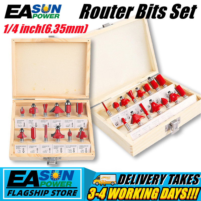 15/12PCS 1/4 Inch Router Bit Set Trimming Straight Milling Cutter for ...