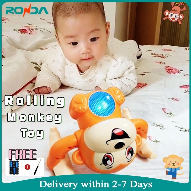 Electric Rolling Flipping Monkey Toy with Music Voice Control Baby ...