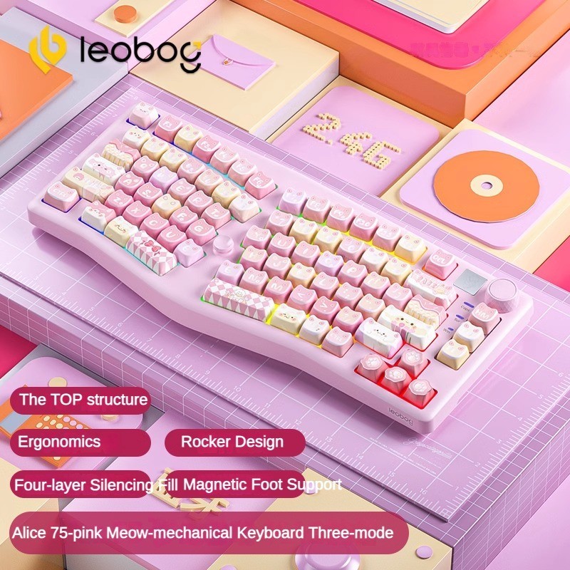 2025 New!!! LEOBOG A75 Customized Alice Mechanical Keyboard RGB TOP ...