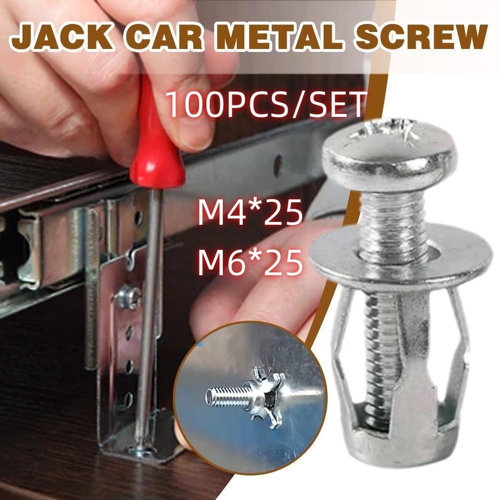 100pcs M4/M6 Metal Screw Petal Nuts Iron Skin Jack Nuts Hollow Wall ...