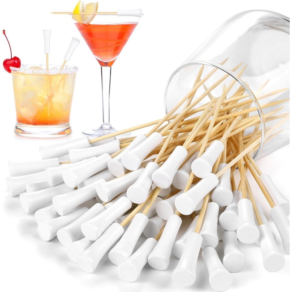 100 Pieces 4.7 Inch Bamboo Cocktail Picks Wooden Decorative Fruit ...