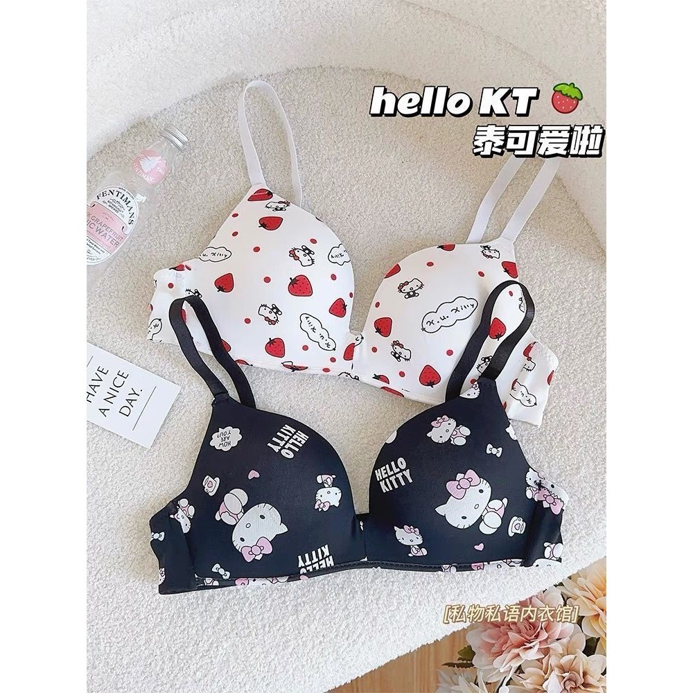 2 Pieces Set Hello Kitty Women Bras Panties Set for Teenage Girls Bra ...