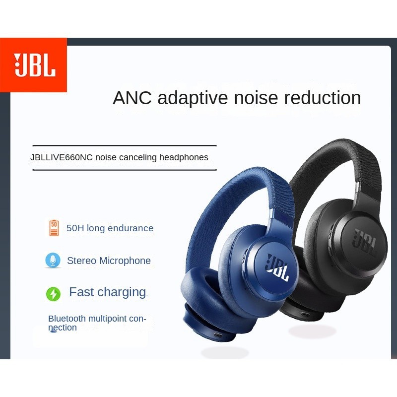 JBL LIVE660NC Adaptive Active Noise-Reduction Bluetooth Headset Sports ...