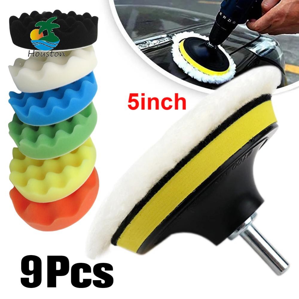 9 Pcs 5 Inch Car Buffing Pads Sponge Foam Kit Polishing Pads Reusable ...