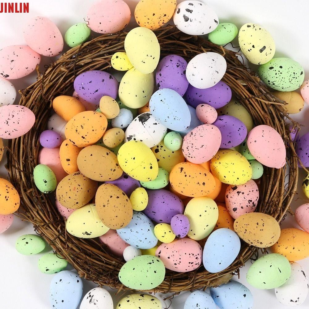 JINLIN 100pcs Painted Easter Eggs, Easter DIY Colorful Easter Party ...