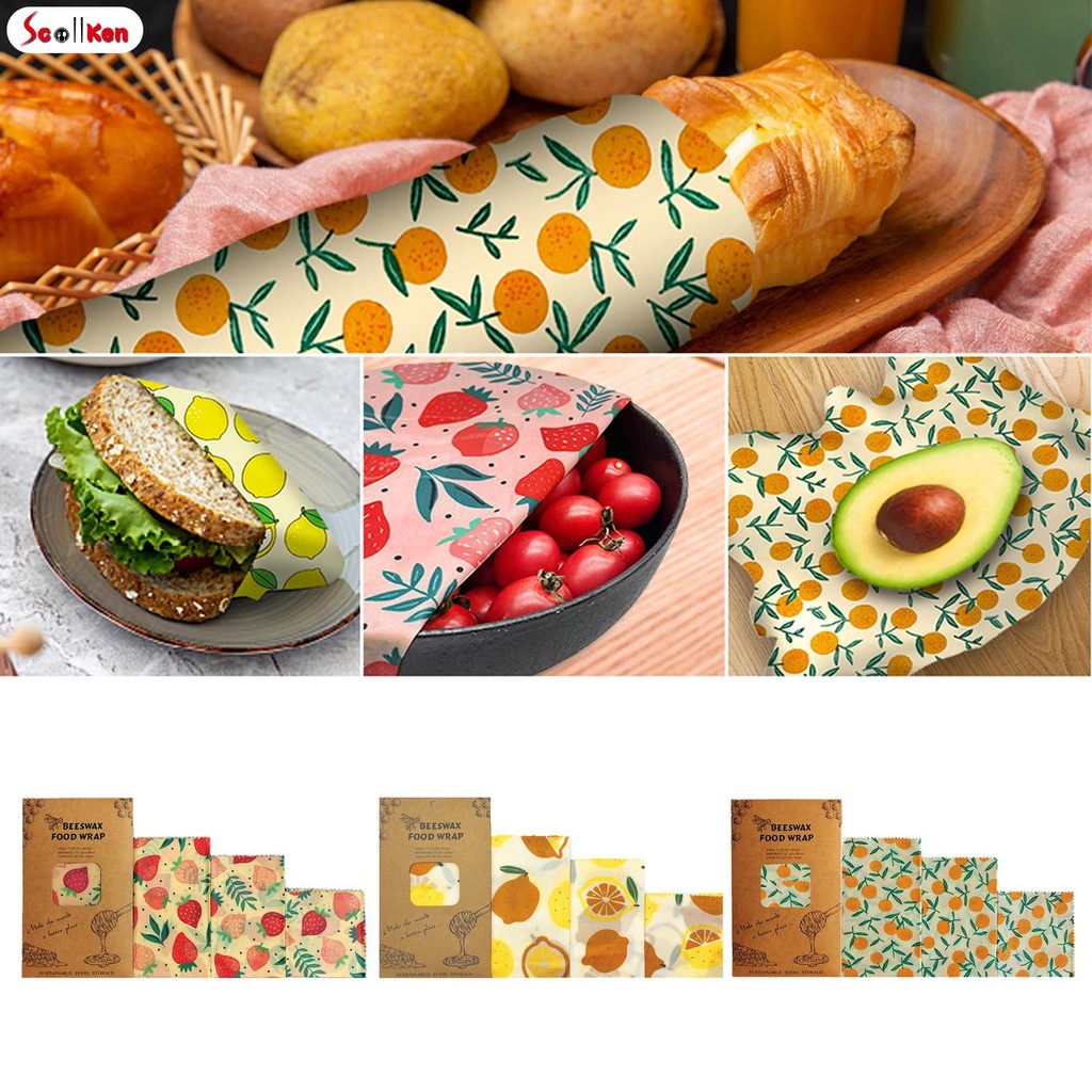 Beeswax Wraps for Food Easy to Wash Biodegradable Bread Wrapper ...