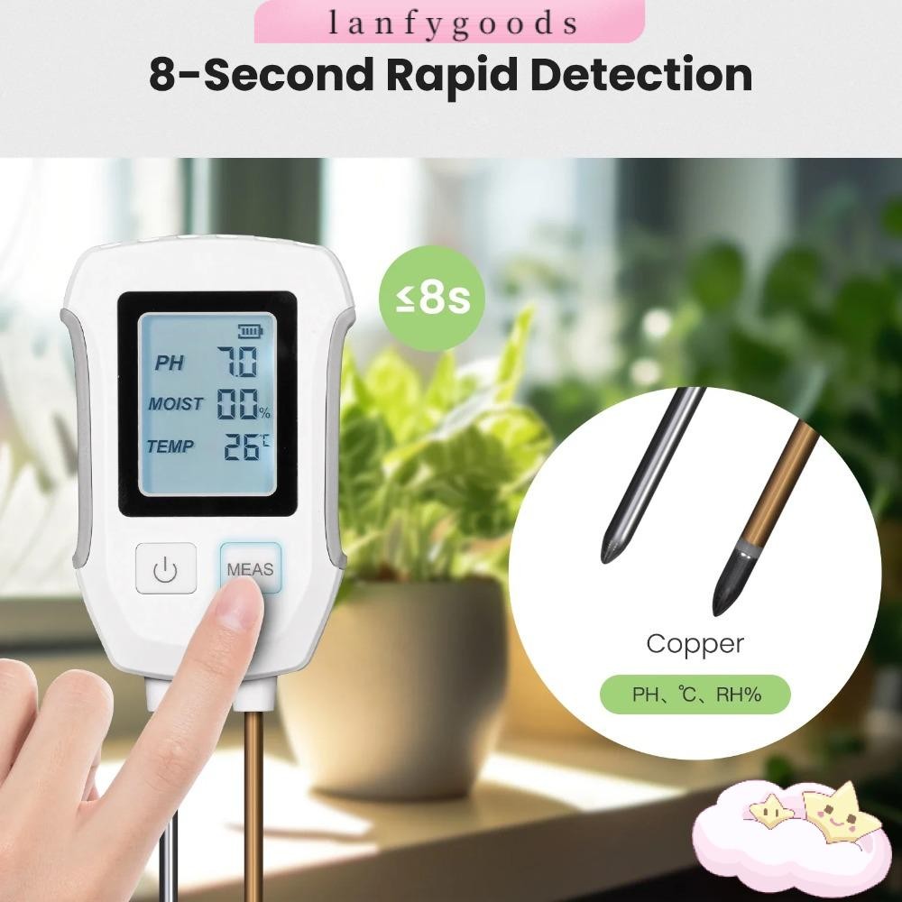 LANFY Digital LCD Soil Tester, 3 in 1 PH/Moisture/Temperature Digital ...