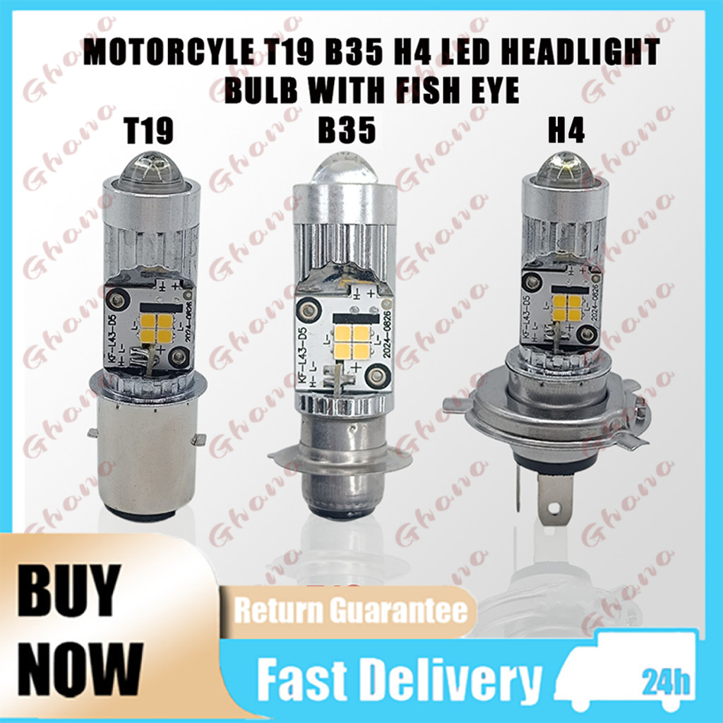 MOTORCYCLE H4 T19 B35 LED HEADLIGHT BULB WITH FISH EYE WHITE/YELLOW | Shopee Philippines