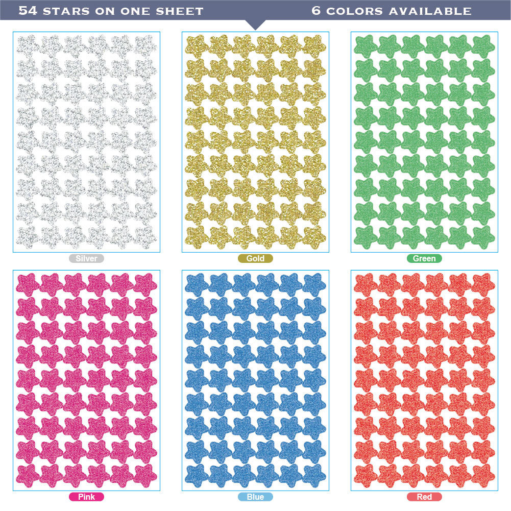 Colorful Star Stickers Glitter Flashing Children Inspirational ...