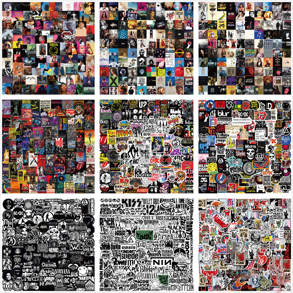 100Pcs/Set Mixed Rock Band . Rock'n'Roll Art Stickers DIY Fashion ...