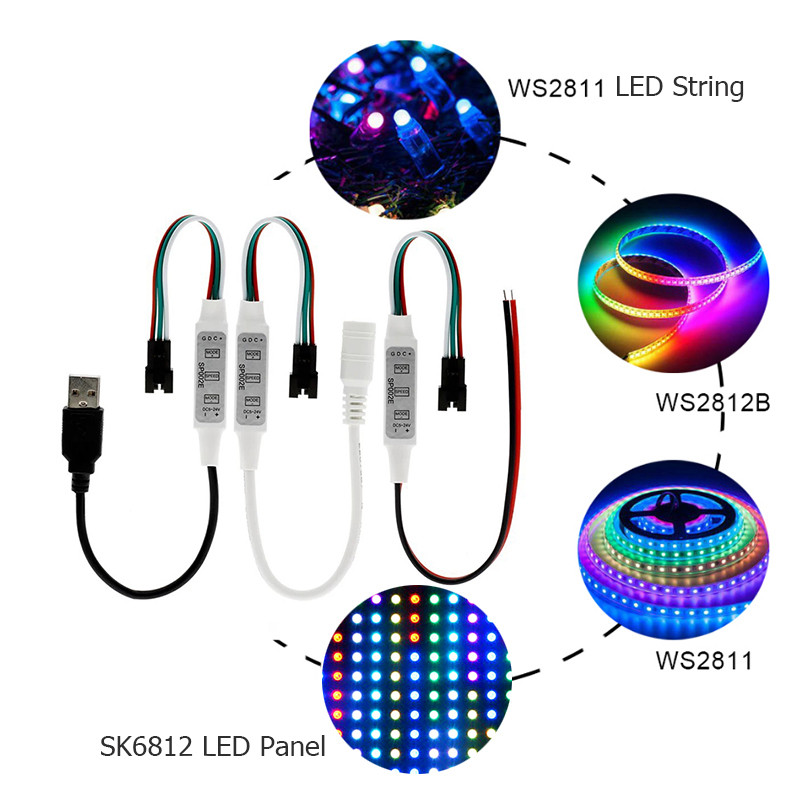 SP002E Controller 3 Keys Phantom LED RGB Controller 600 Pixels Dimmer ...