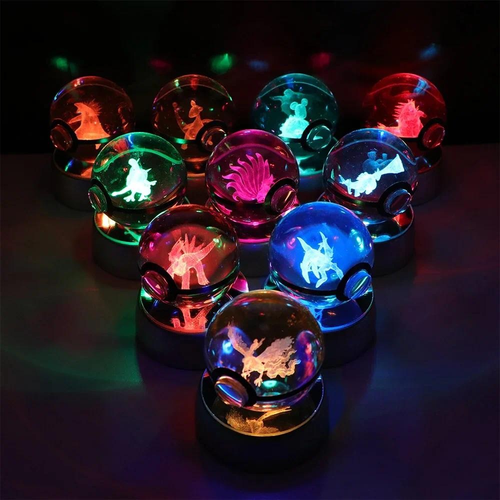 Pokemon Crystal Ball Pikachu Gengar Eevee Mewtwo Lacario Anime Game ...