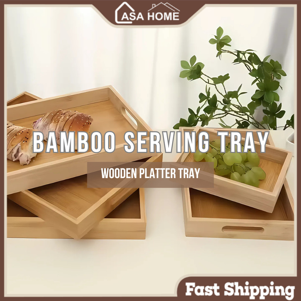 CASA Wooden Tray Food Serving Tray Makanan Dulang Kayu Makanan Dulang ...