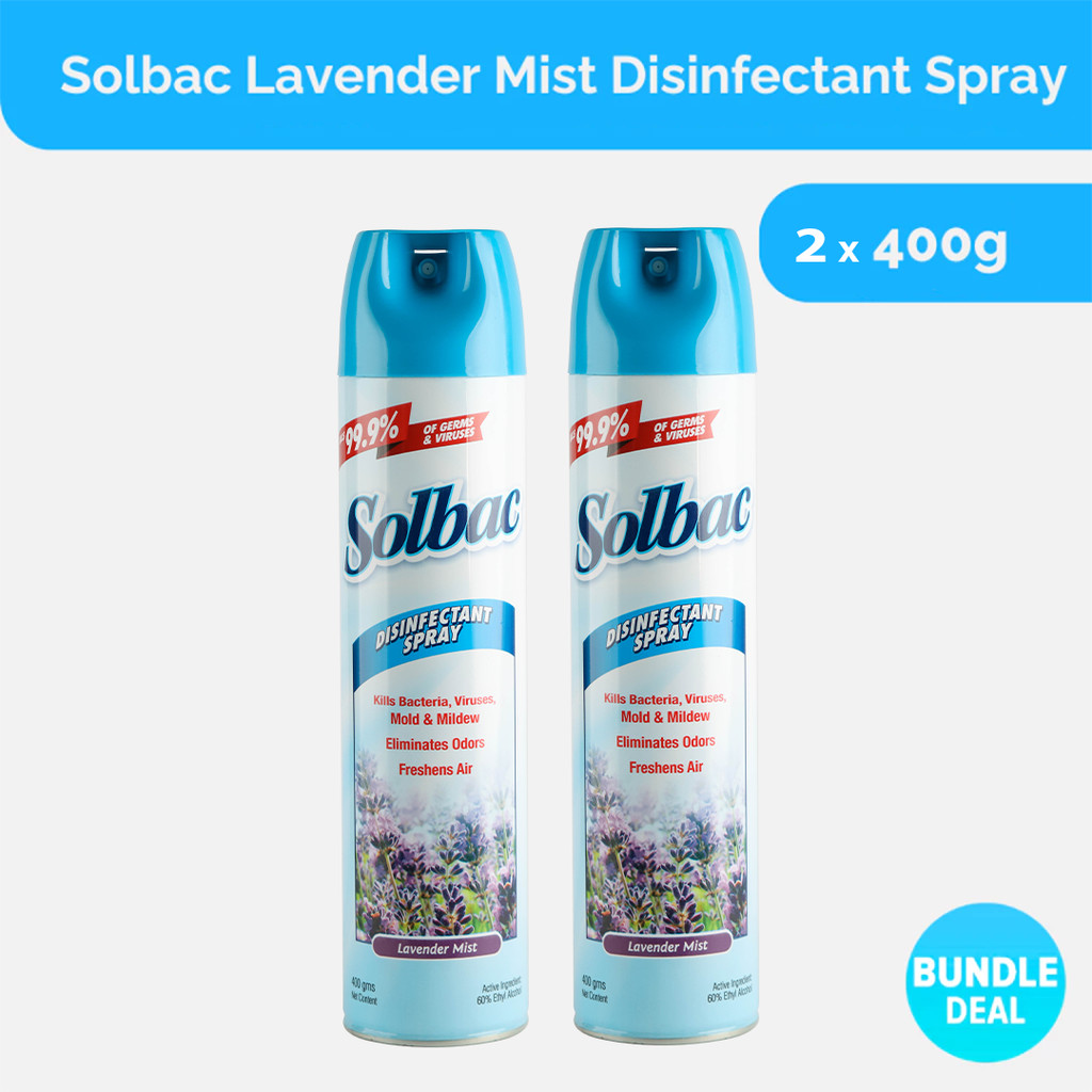 [2pcs] Solbac Disinfectant Spray Lavender Mist 400g | Shopee Philippines